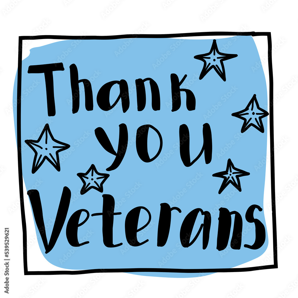 Happy veteran day banner. Text thank you veterans, stars and stripes ...