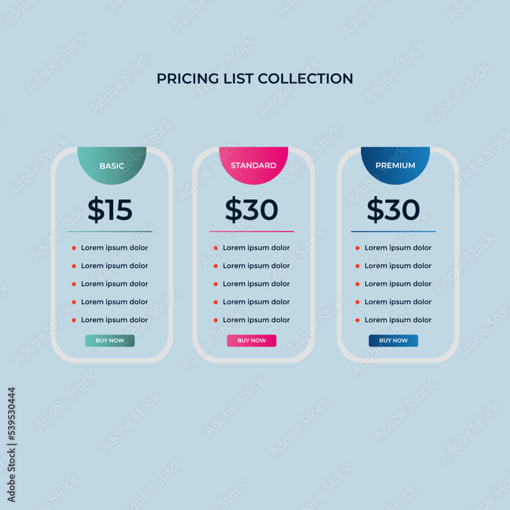 Table price comparison.Pricing 3 blocks for standard.Host pricing for ...