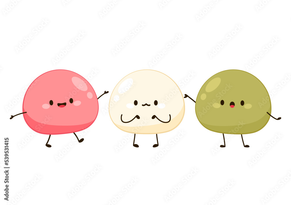 Cute Mochi Cartoon Vector Mochi Icon Vector Japanese Rice Dessert