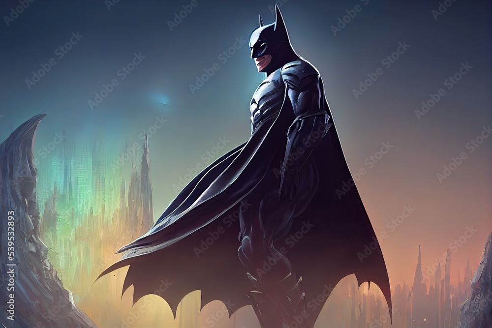 Moscow - Russia, October 1, 2022.. Batman from DC Comics looming over ...