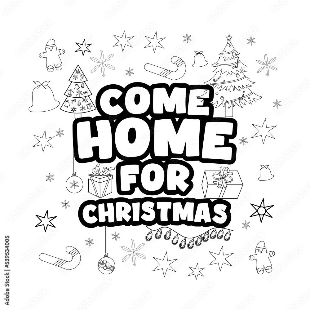 Merry Christmas Coloring page. Christmas line art coloring page design ...