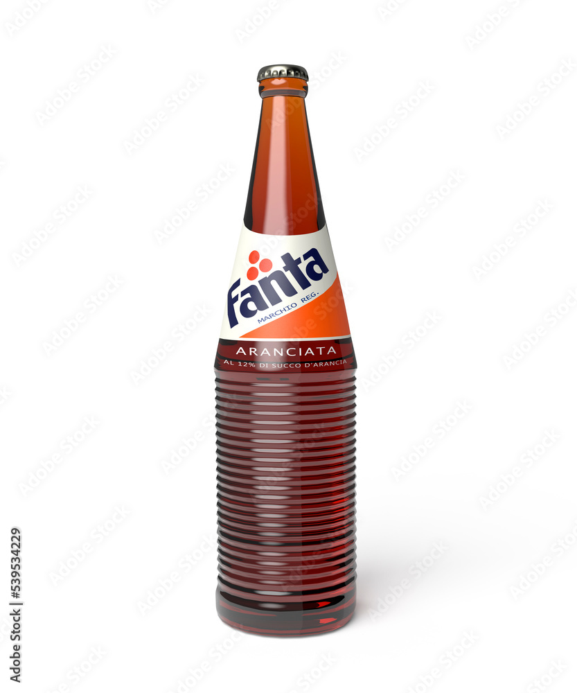 Vintage Fanta bottle, orange juice drink. White background Stock ...