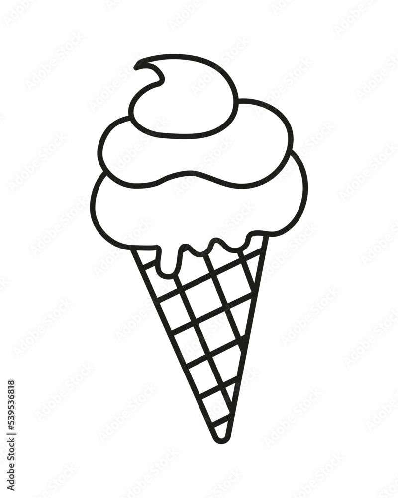 Coloring page delicious ice cream vector illustration isolated on white ...