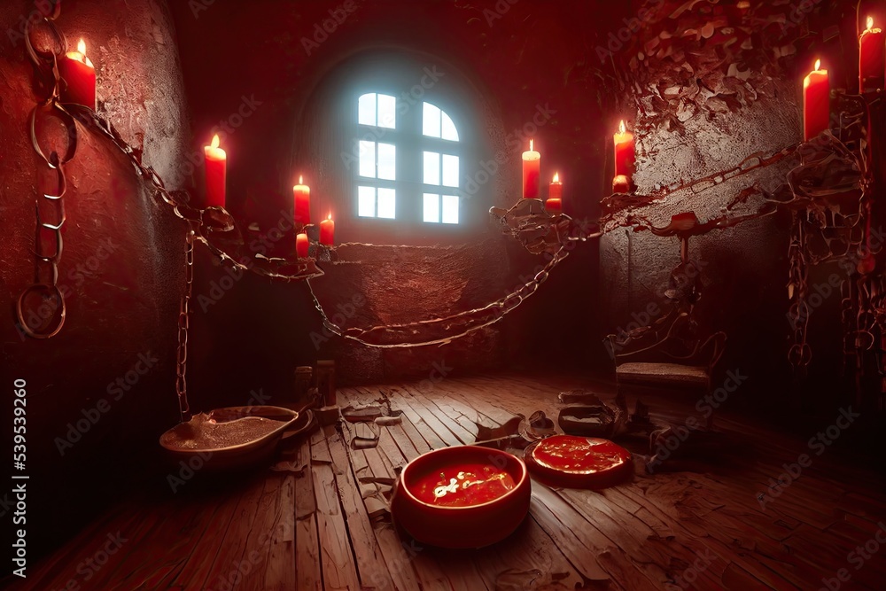 terrifying torture chamber of Dracula's castle. Setting for horror ...