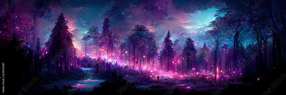 Deep Forest. Fantasy Backdrop. Concept Art. Realistic Illustration ...