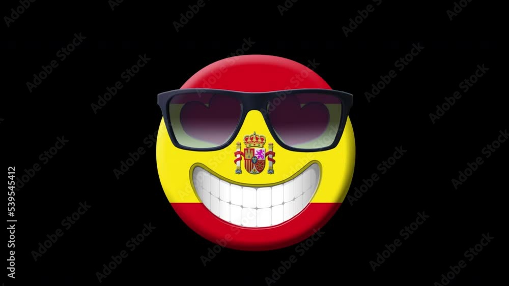 Spain.Animation of smiling face with spanish flag isolated by the Alpha ...