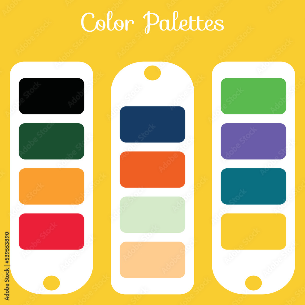 Abstract color palettes set, multi color combination palettes ...