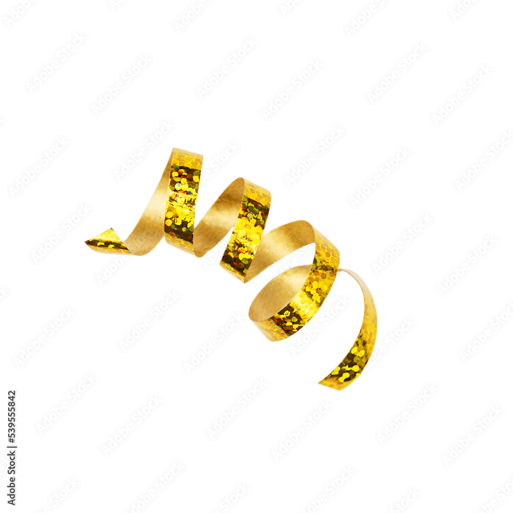 Golden serpentine streamer isolated on white background. Serpentine ...
