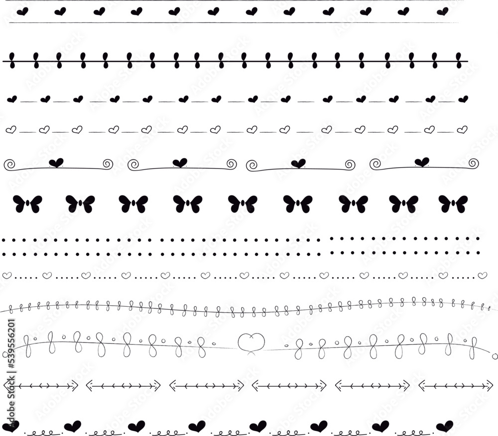 Lineas iconos lineas con corazones para invitación Stock Vector | Adobe ...