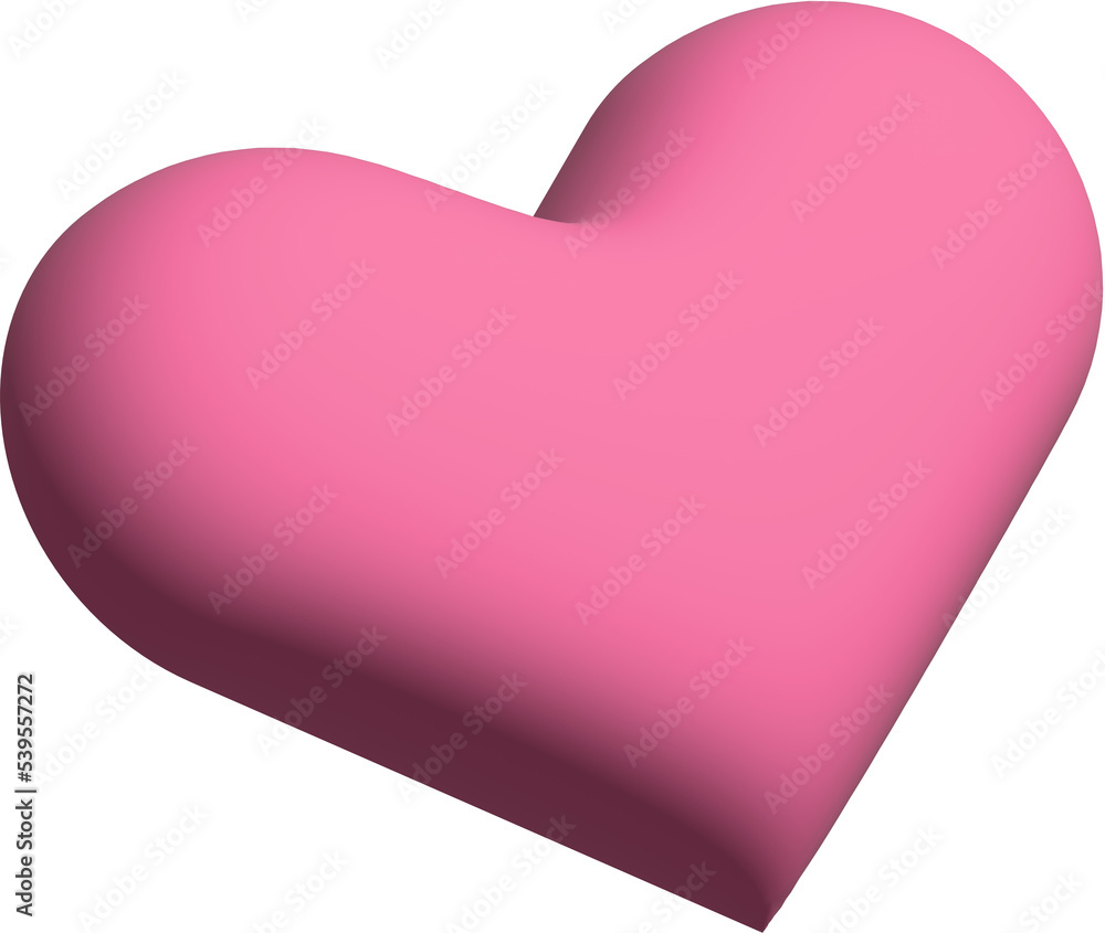 3d pink heart icon on transparent background. PNG file. Stock ...