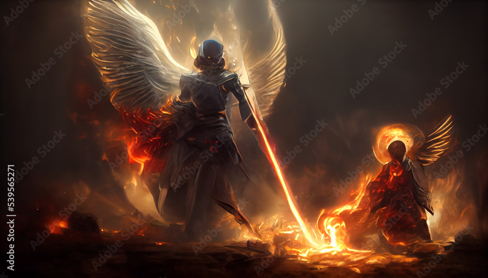 An angel fights with a demon. Eternal battle good vs evil. Inspired by ...