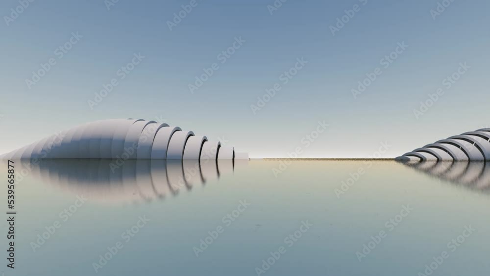 Futuristic architecture background mechanically rotating curve design ...