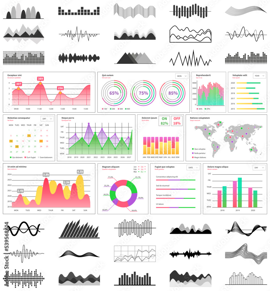 Infographic chart vector template. Annual statistics curve graph design ...