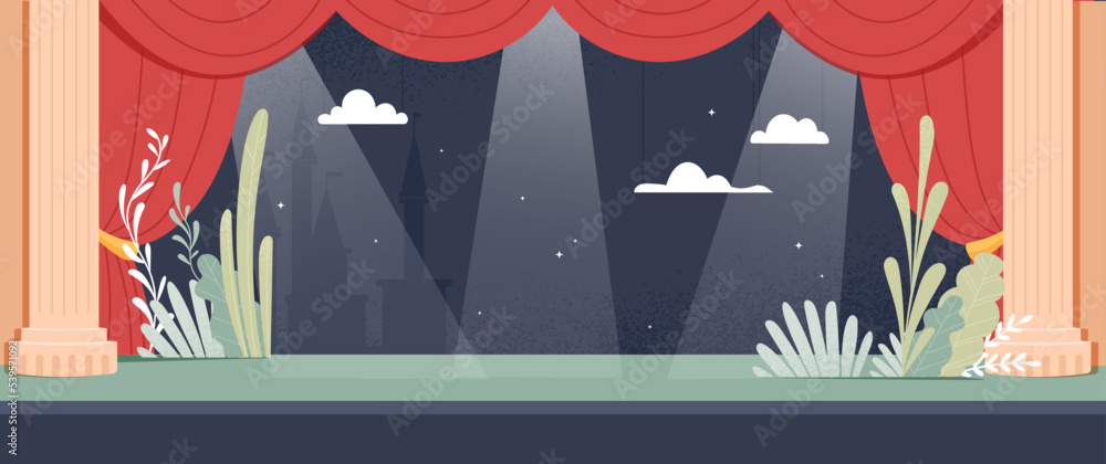 Theater stage concept. Place for speeches and performances. Creativity ...