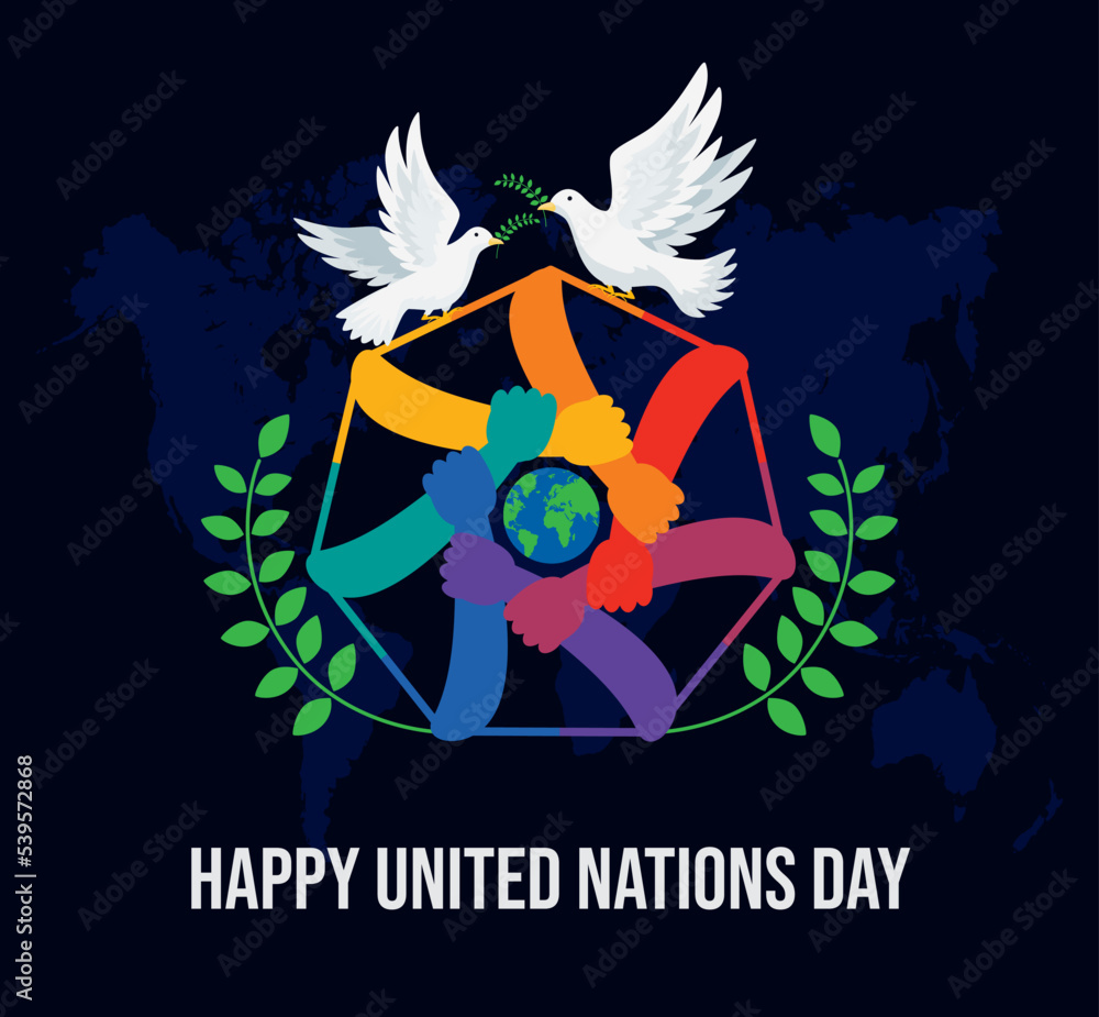 United Nations Day, 24th October, United Nations flag, Vector Design ...