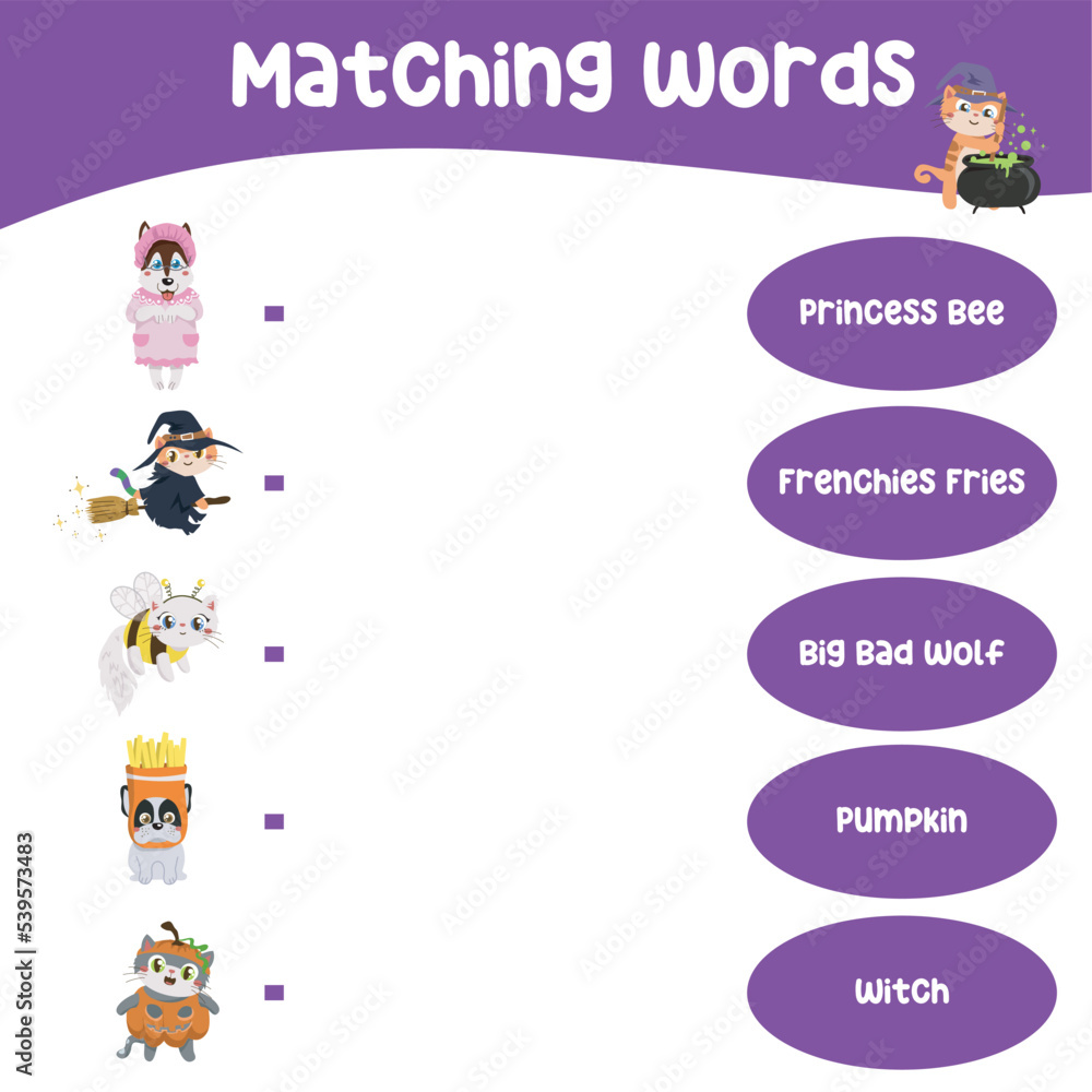 Halloween Matching Words Worksheet For Children Fun Activity For Kids halloween-matching-words-worksheet-for-children-fun-activity-for-kids