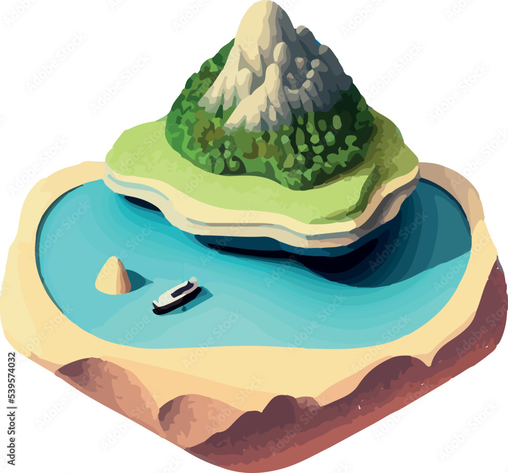 isometric beautiful mountain landscape vector. Stock Vector | Adobe Stock