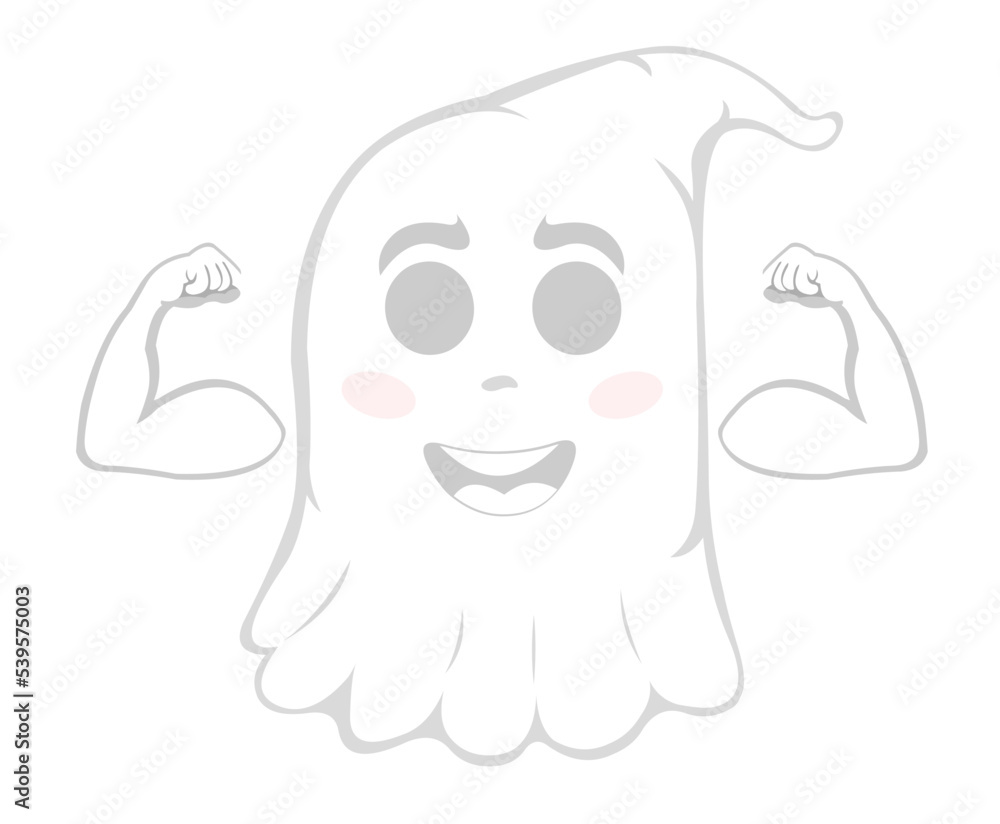 Vector illustration of a cartoon ghost with a happy expression and ...