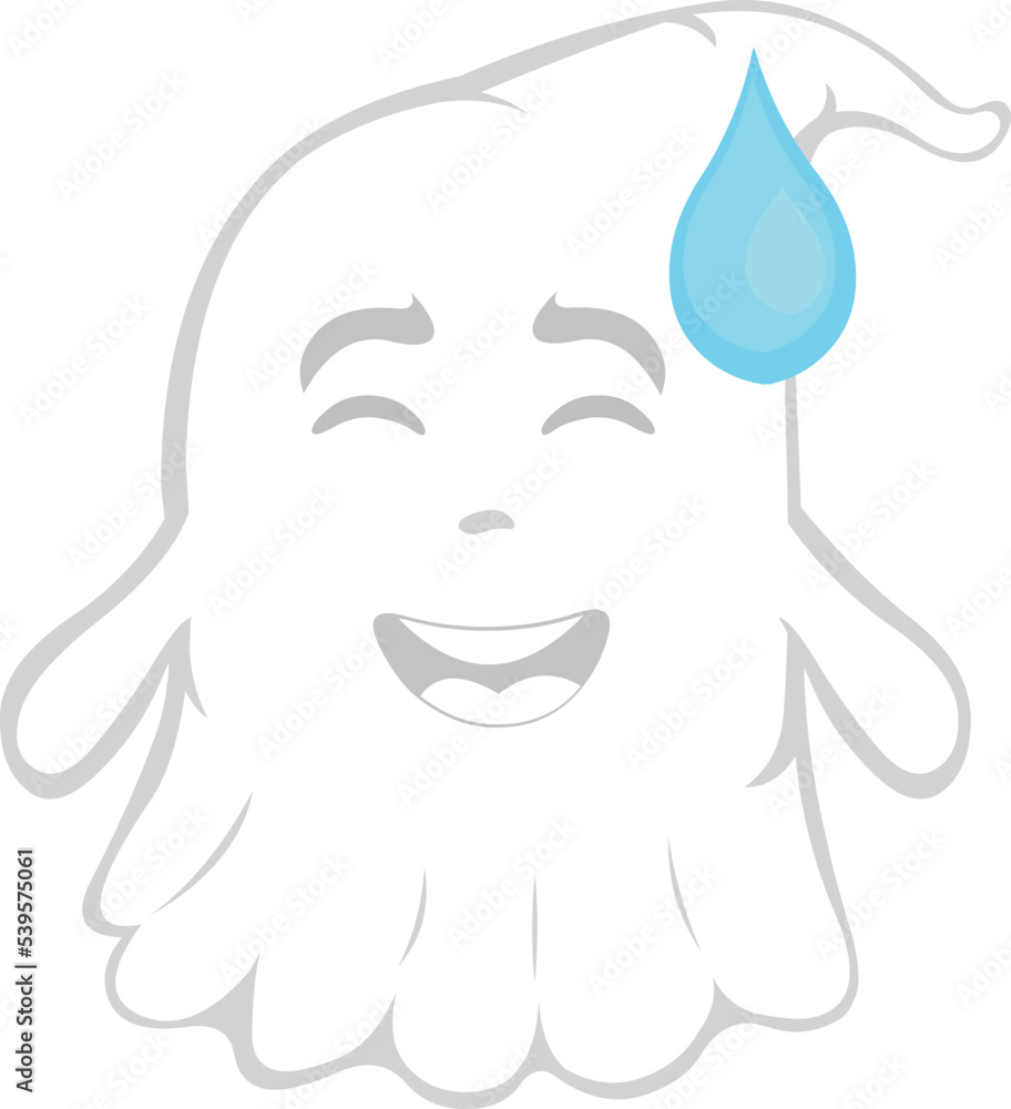 vector illustration of a cartoon ghost with an expression of shame and ...