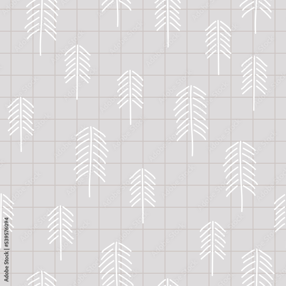 Gray abstract neutral checkered background with white Christmas trees ...