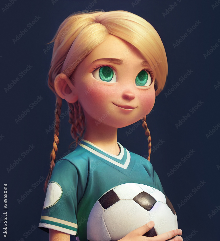 braided blond hair young beautiful generic girl character portrait in ...