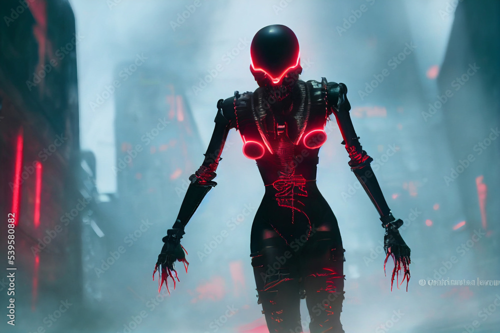 Monster cyborg in dystopian and cyberpunk styles. High quality ...