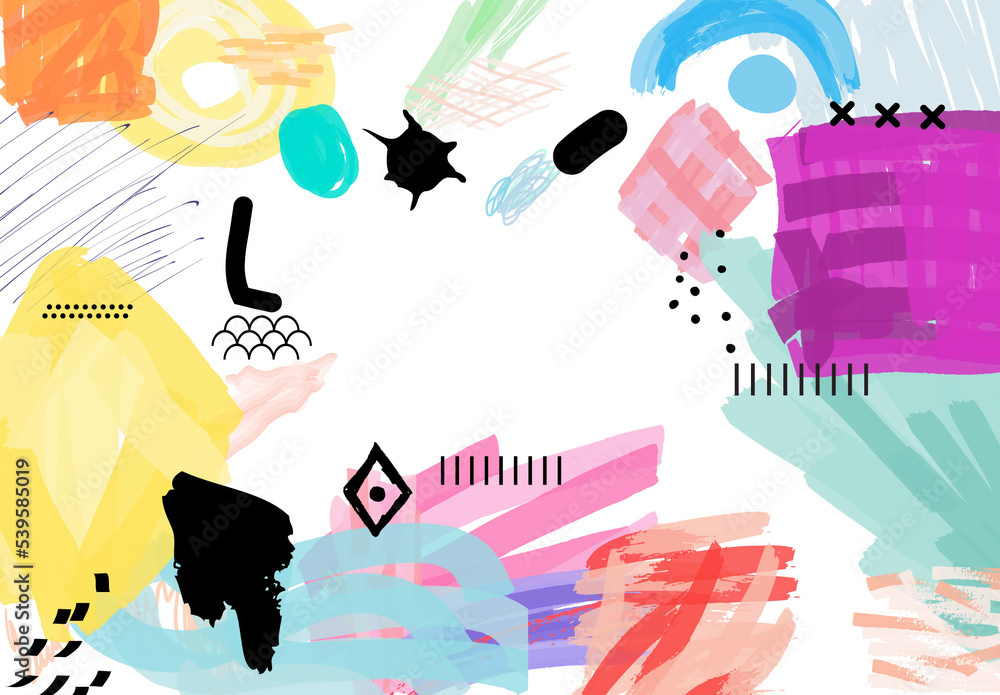 Set of Artistic Hand Drawn Scribbles with Marker and Ink Stock Template ...