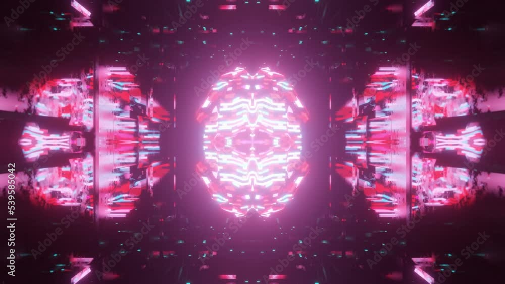 symmetrical 3d object or structure rotates and moves inside glass ...