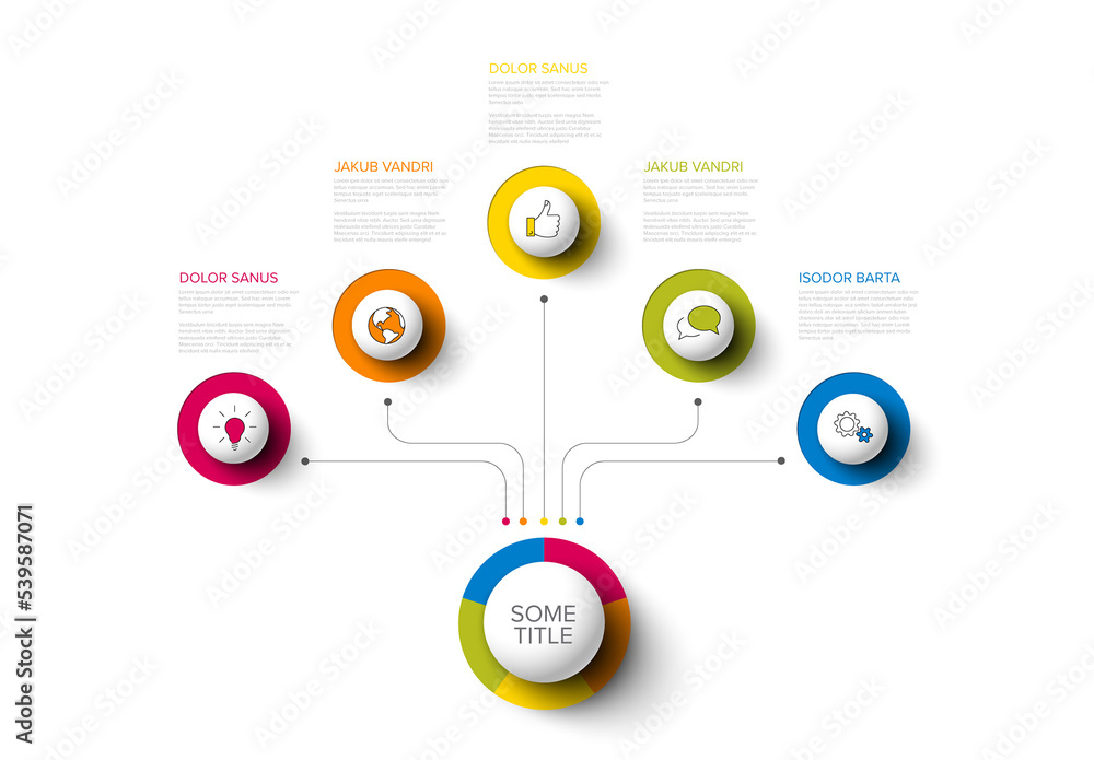 Simple Infographic with Six Sphere Elements and Icons on White ...