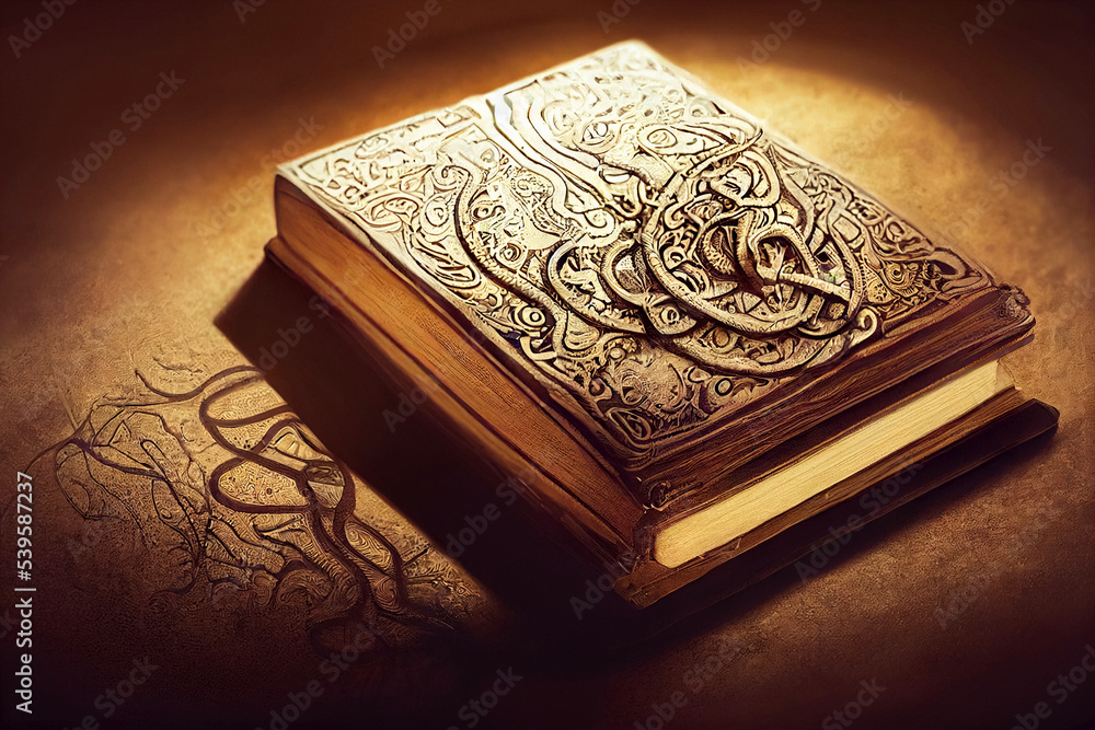 Magic book with sigil symbol on the cover. Spell Book with super powers ...