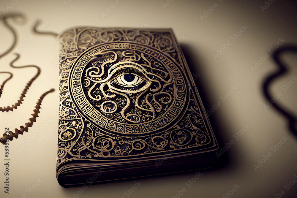 Magic book with sigil symbol on the cover. Spell Book with super powers ...