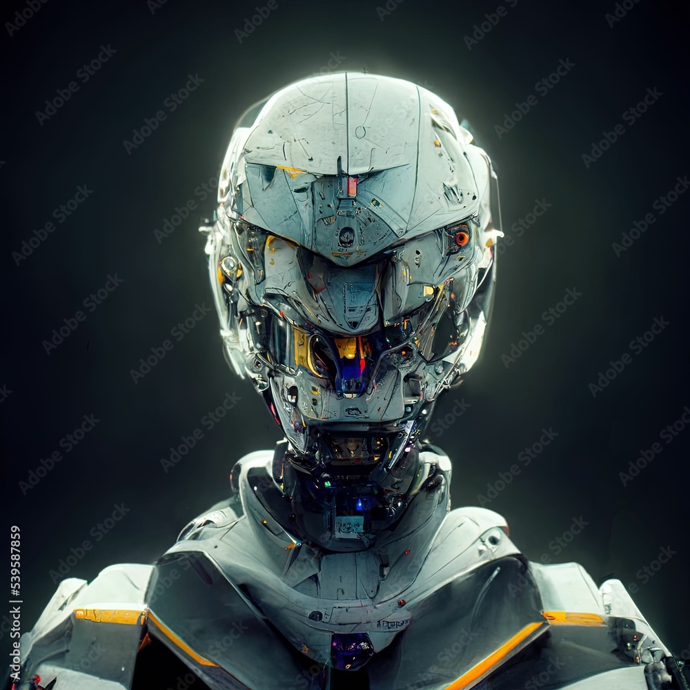 Futuristic pilot, artificial intelligence driven, cyborg human design ...