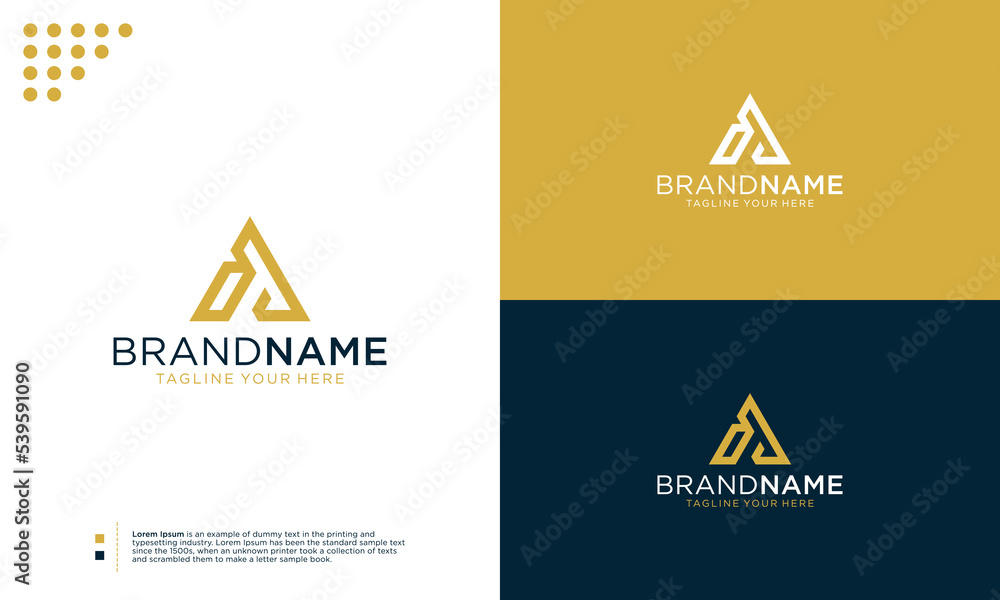 abstract geometry logo icon, triangle shape with letter A and T. design ...