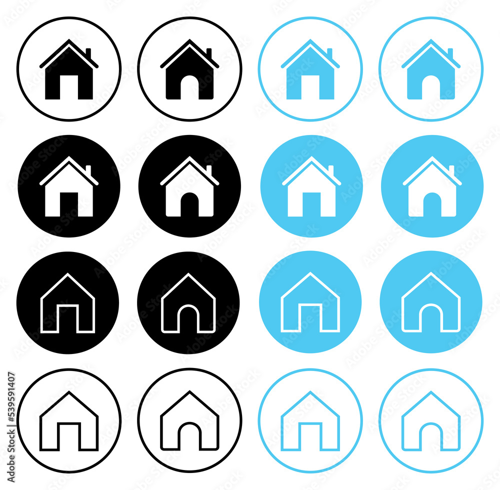 Vector the collection for apps and websites: main page button, houses ...