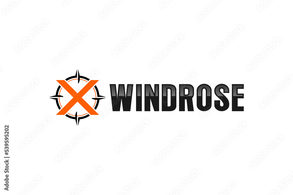 X icon logo design with windrose target focus Stock Vector | Adobe Stock