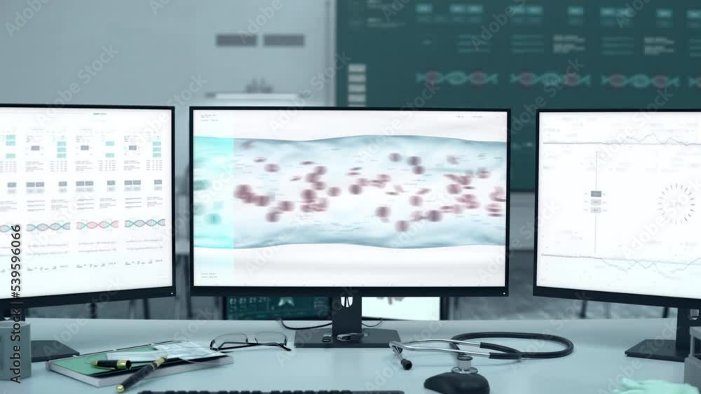 Blood cell structure analysis at the modern laboratory. Analyzing the ...