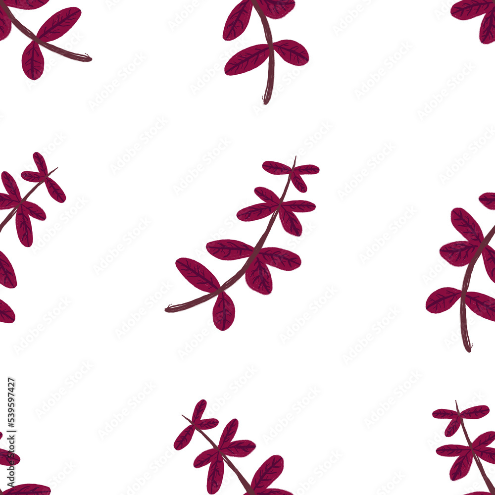 simple red leaf herb with texture seamless pattern for print and ...