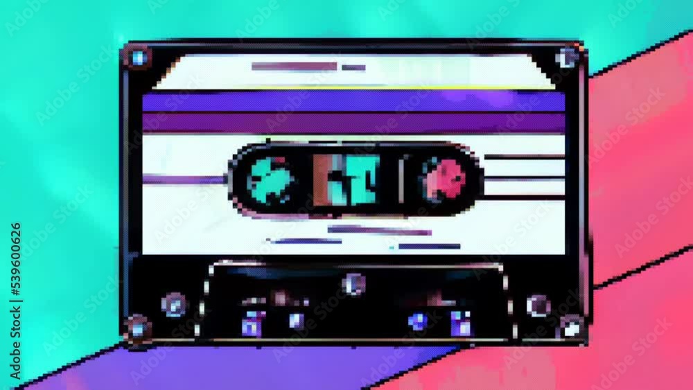 Audio Cassette Tape Retro Motion Pixel Art Animation Gif 80s 90s Stock ...