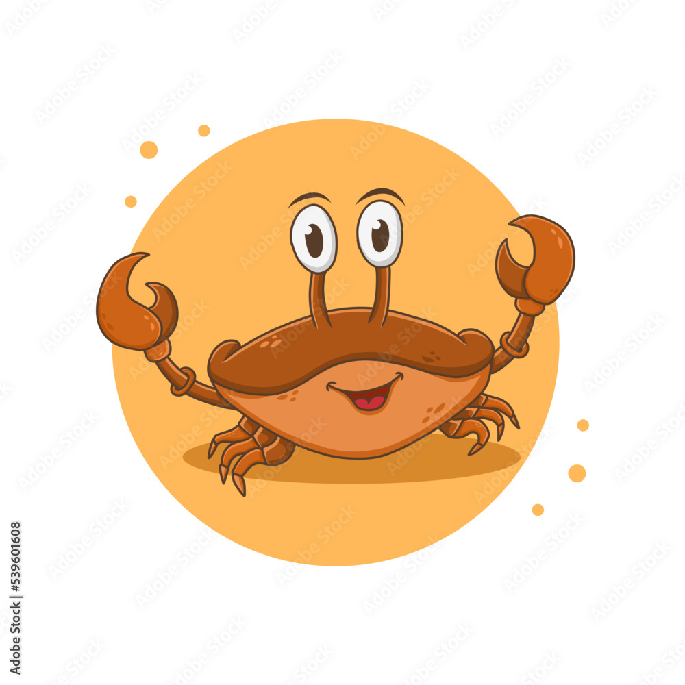 Crab Cartoon Vector Illustration. Seafood Mascot Logo. Ocean Animal ...