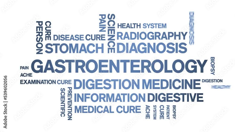 Gastroenterology animated tag word cloud;text design animation kinetic typography seamless loop ...