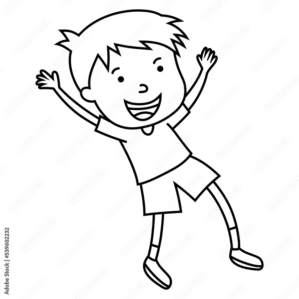 boy cartoon character. happy children kids drawing Stock Vector | Adobe ...