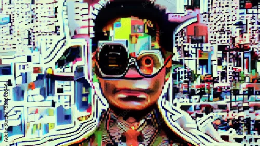 Retro Futuristic Afro Man In Virtual Reality VR Motion Pixel Art vídeo ...