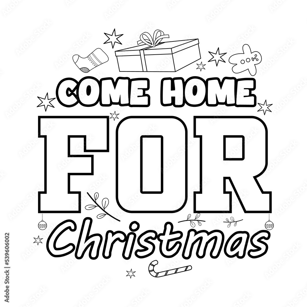 Merry Christmas Coloring page. Christmas line art coloring page design ...