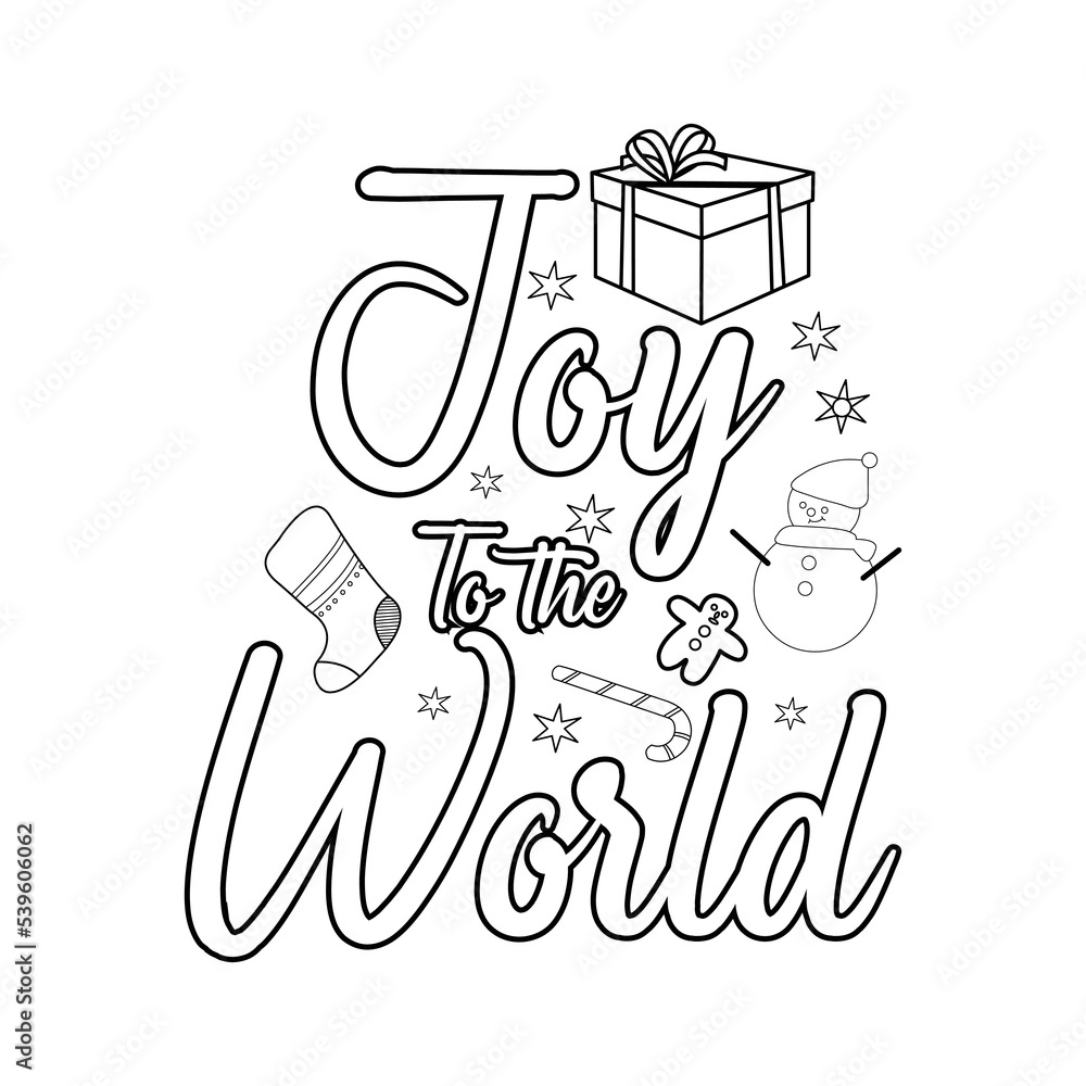 Merry Christmas Coloring page. Christmas line art coloring page design ...