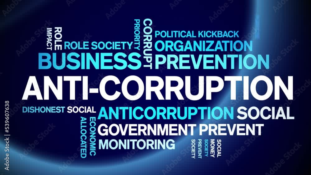 Anti-corruption animated tag word cloud;text design animation kinetic ...