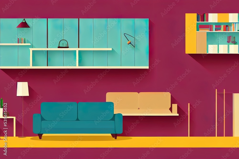 Living room modern interior, home or office creation kit, lounge set ...