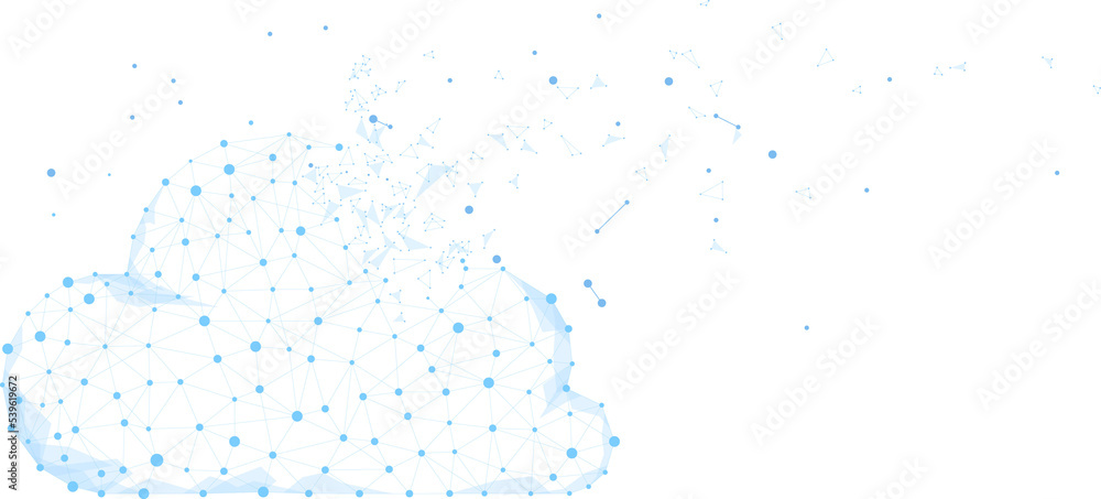 Cloud computing network technology polygon dot connected line with icon ...