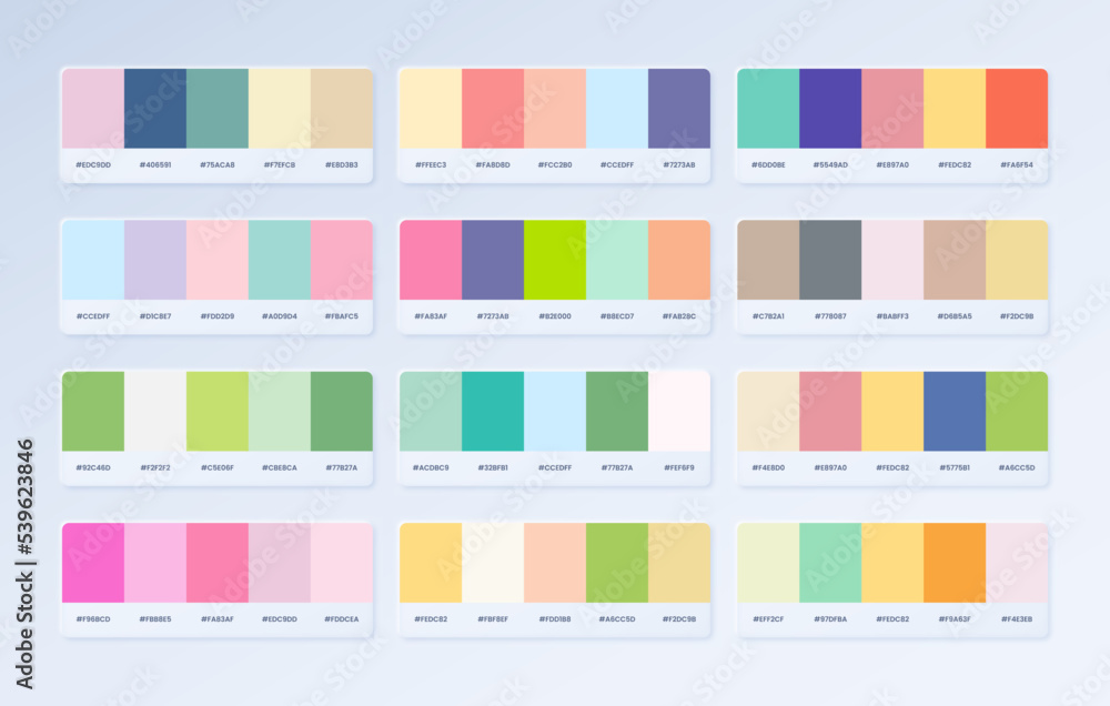 Set of color palette example. Color trend for fashion designers ...