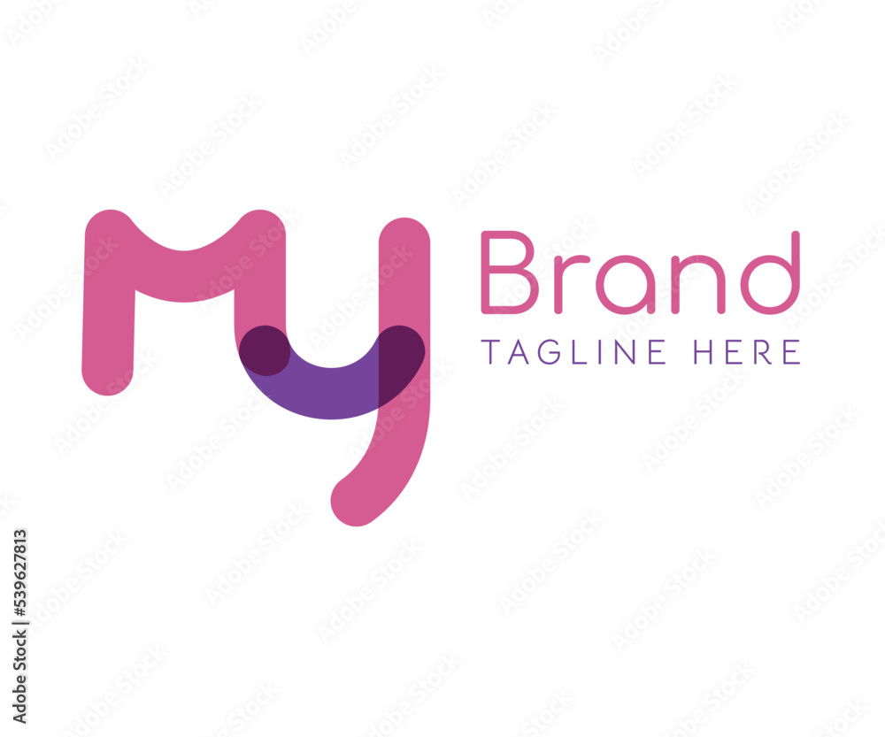 Initial letter MY linked logo with pink and purple. Monogram gradient ...