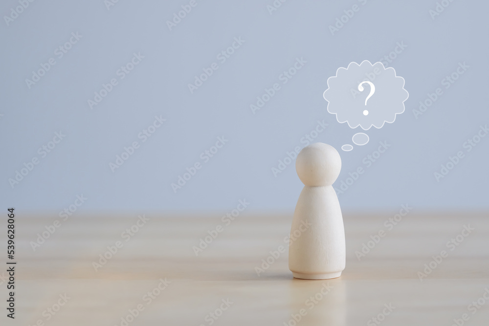 Human figure with question mark symbol on speech bubble. Ask, FAQ ...